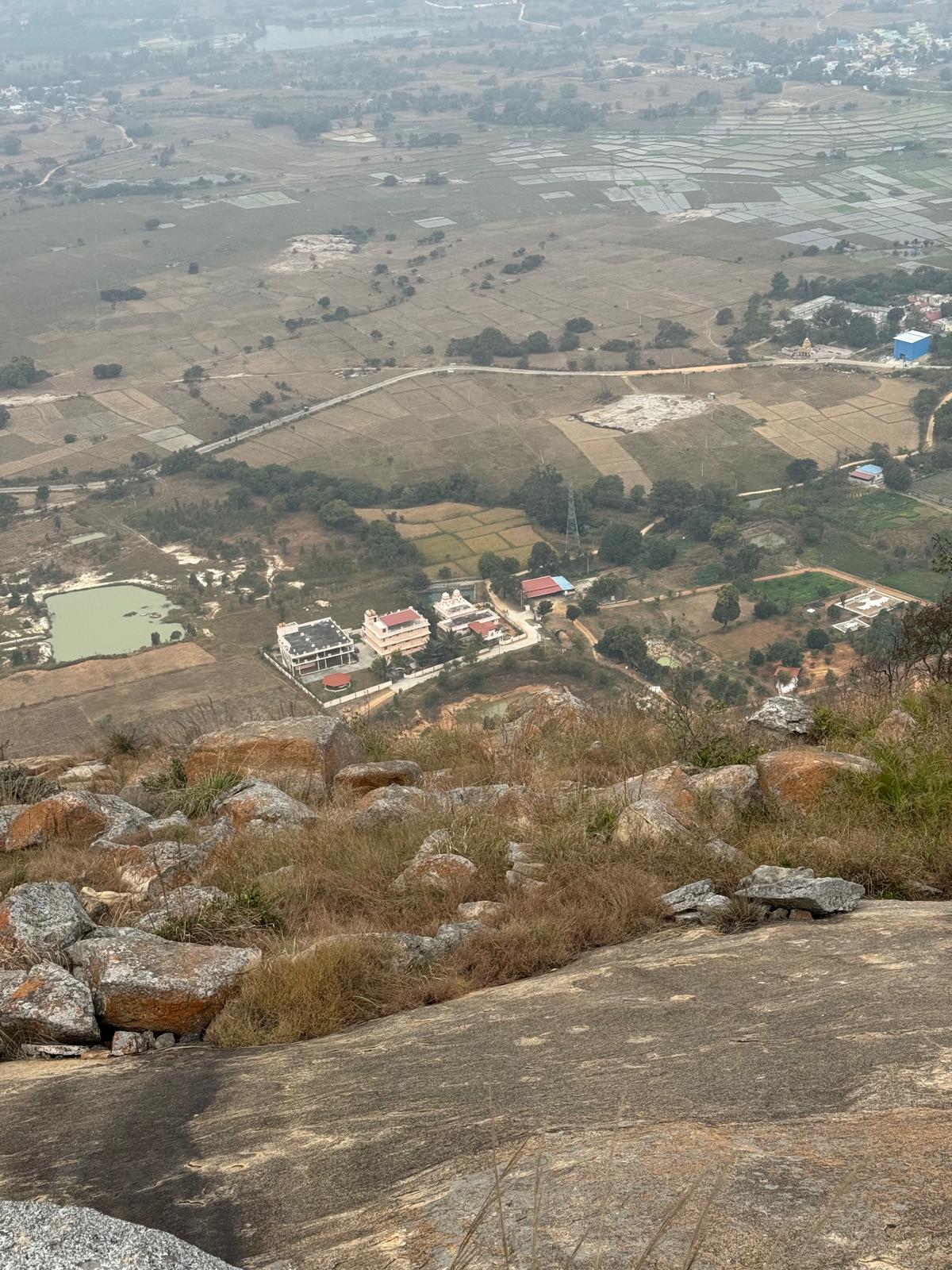 DSM Shri Shivabalayogi Ashram from the top of Vrishabadri mountain ...